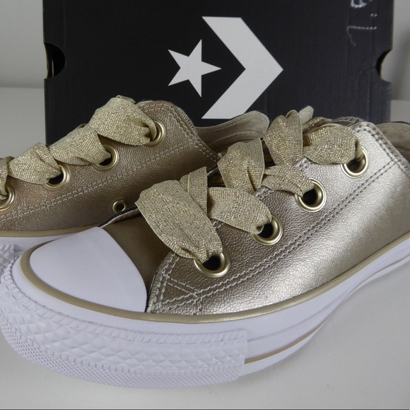 Converse | Shoes | Converse Ctas Metallic Gold Big Eyelet Ox Sneakers ...